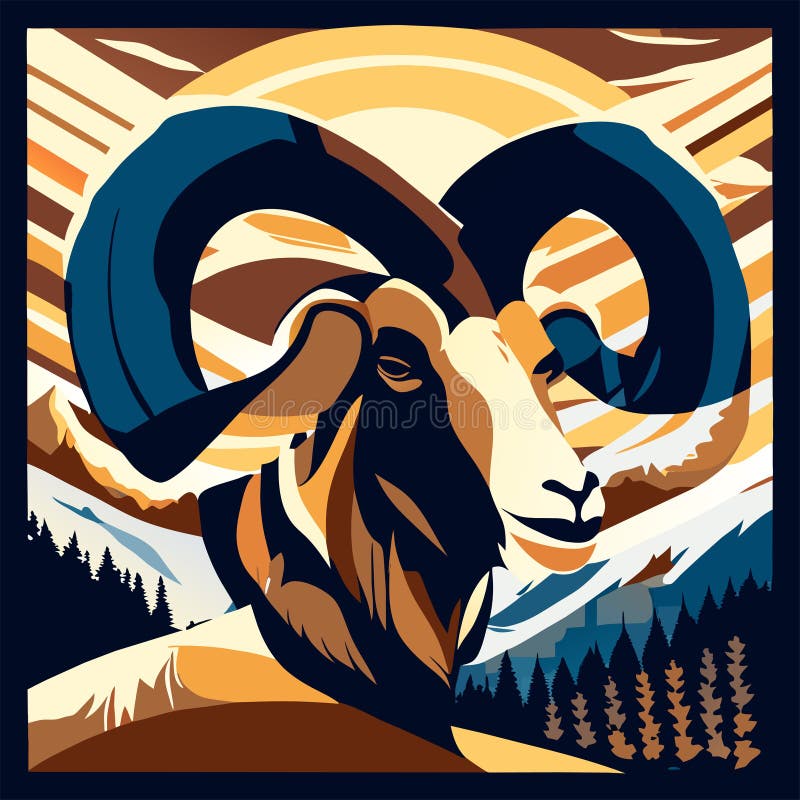 The Abstract Image of a Ram in the Mountains. Vector Illustration Stock ...