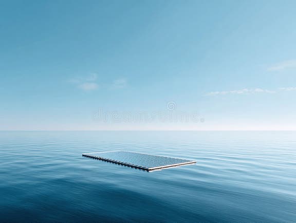Abstract Image of a Rectangular Structure Floating on a Calm, Expansive ...