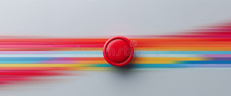 Abstract Image of a Red Button on Colorful Horizontal Lines. Stock ...