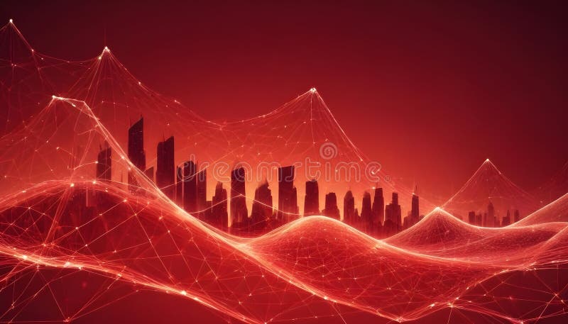 Abstract Image of a Red, Glowing, Wave-like Form, Resembling a Network ...