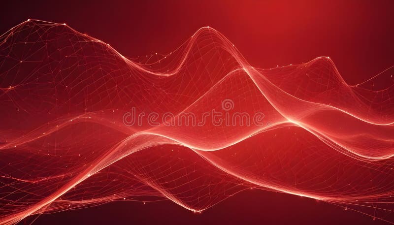 Abstract Image of a Red, Glowing, Wave-like Form, Resembling a Network ...