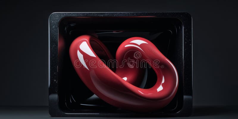An Abstract Image of a Red Organic Form within Black Casing Stock Photo ...