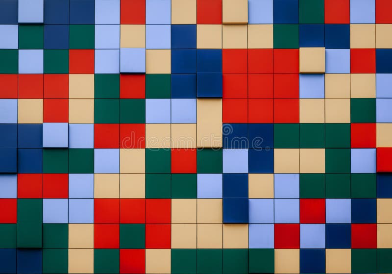 Abstract Image. Red Purple Blue Green White Yellow Blocks with ...