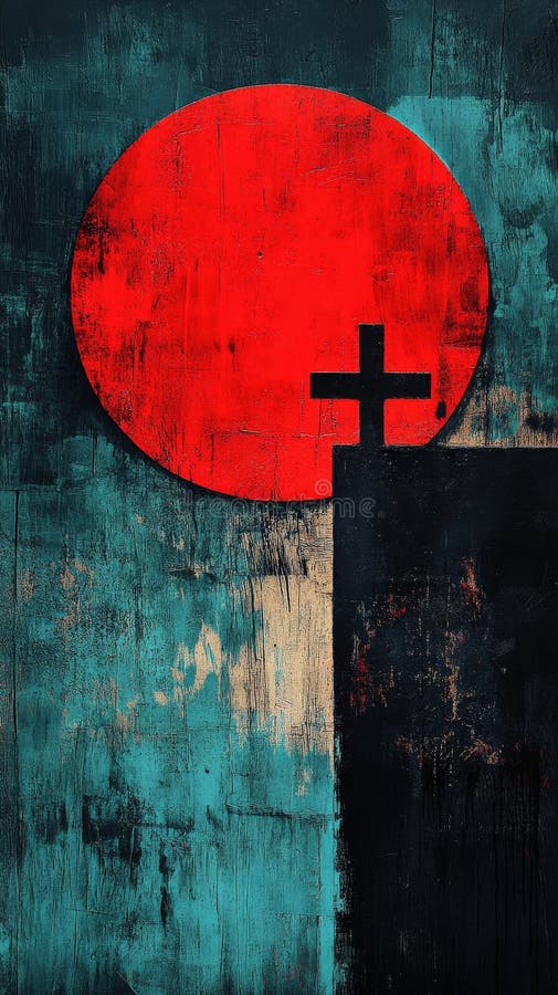 Red Sun Cross. stock illustration. Illustration of black - 381616625