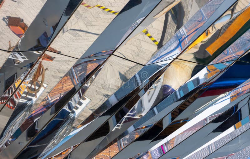 Abstract Image of Reflections in Mirror Finish Ceiling. Stock Image ...