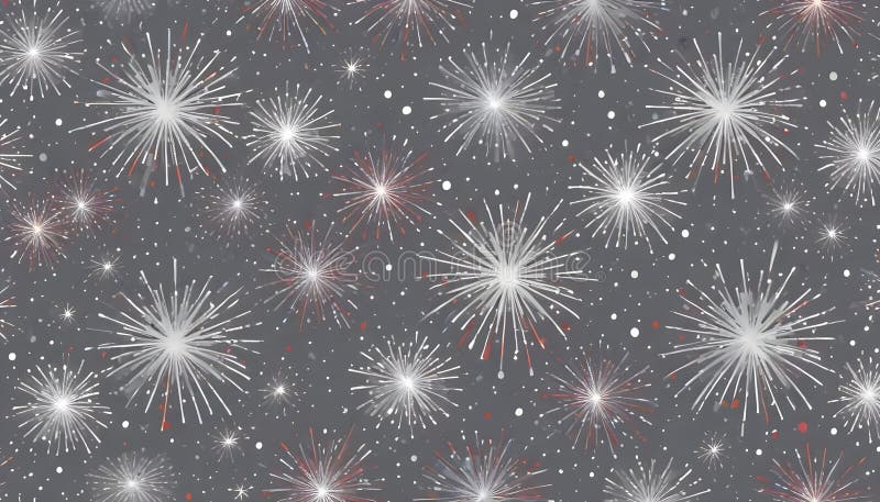 Abstract Image of a Repeating Pattern of White Fireworks on a Dark Gray ...