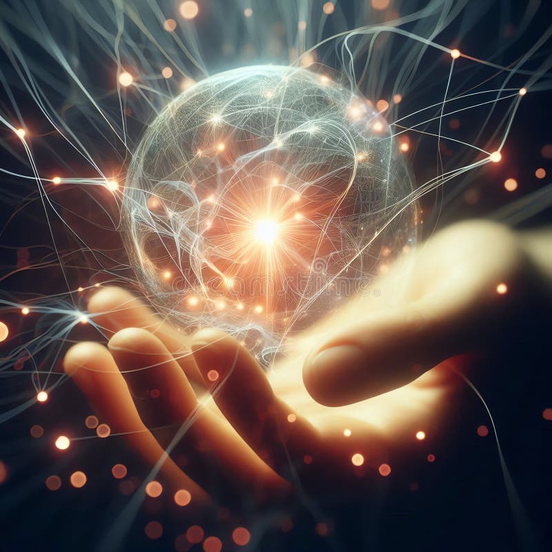 An Abstract Image Representing Intuition As a Hand Holding Glowing ...