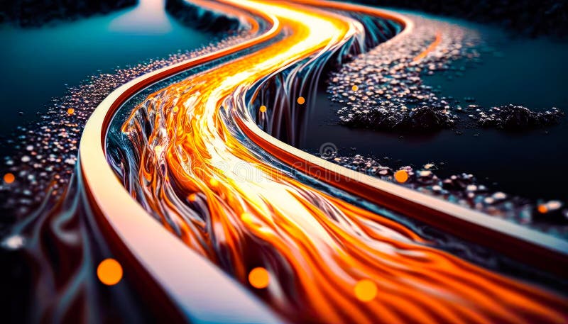 An Abstract Image of Road with Orange and Yellow Streaks. Generative AI ...