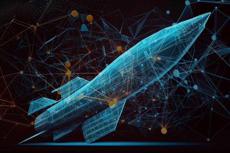 Abstract Image of Rocket of a Starry Sky or Space, Consisting of Points ...