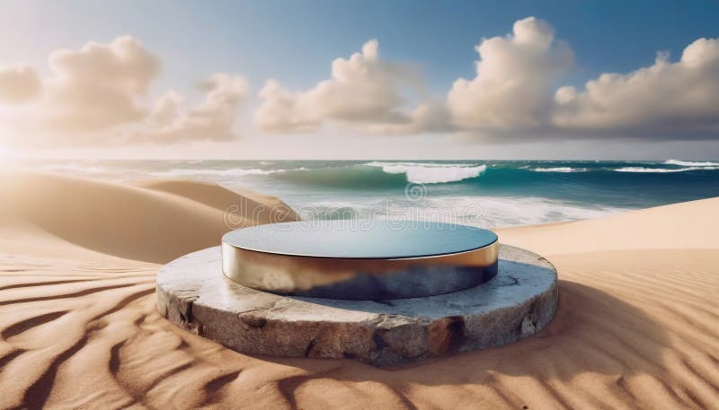 An Abstract Image of a Round Concrete and Polished Steel Platform in a ...