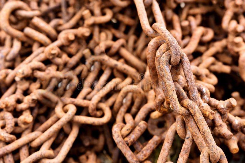 Rusted Old Industrial Tow Chains Stock Image - Image of abstract ...