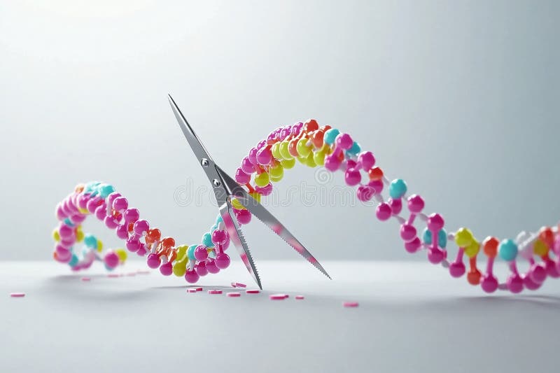 Abstract Image of Scissors Cutting a DNA Strand Symbolizing CRISPR ...