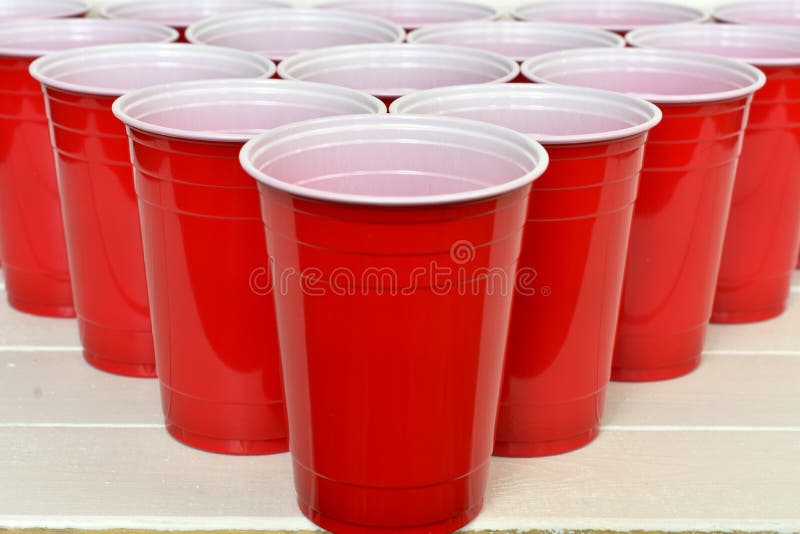 Red Plastic Drinking Cups stock photo. Image of event - 107347448