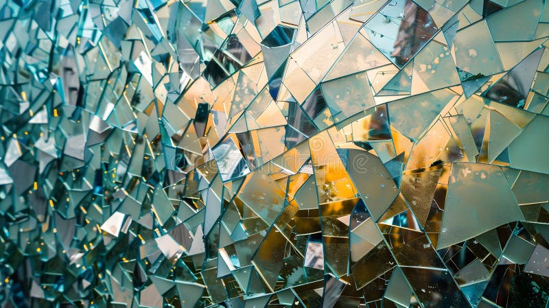 Abstract Shattered Glass with Stunning Golden Background and Unique ...