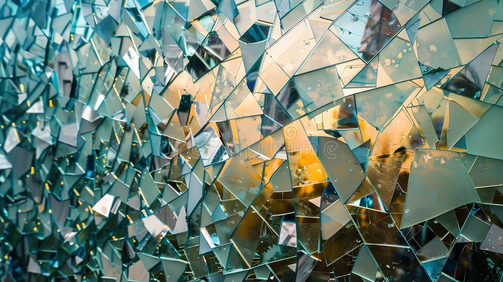 Abstract Shattered Glass with Stunning Golden Background and Unique ...