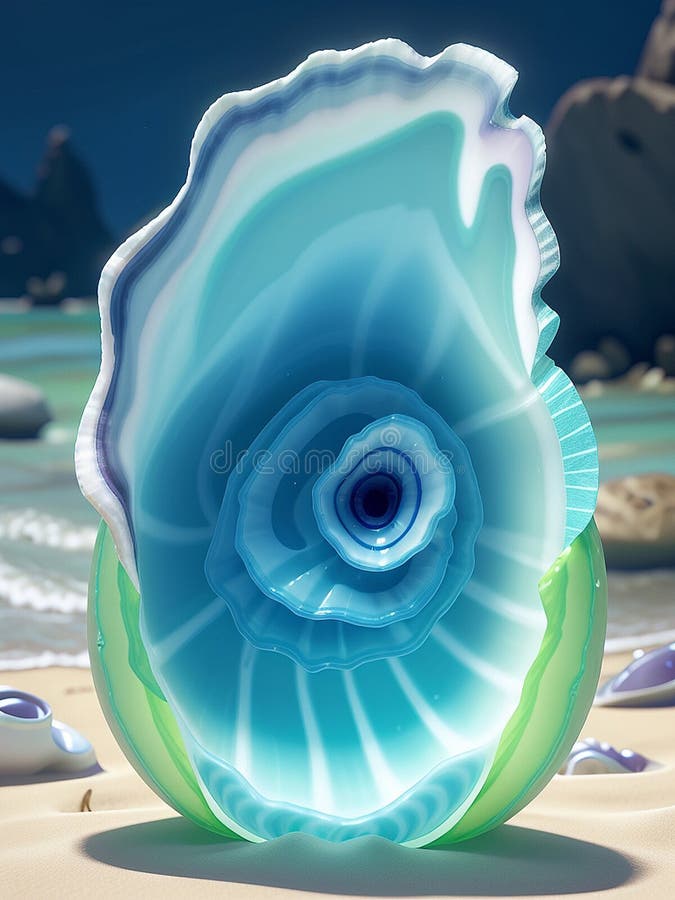 Abstract Image of a Shell with Blue Inside Stock Illustration ...