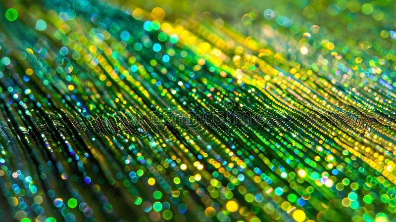 Abstract Image of Shimmering Green and Yellow Light Patterns. Stock ...