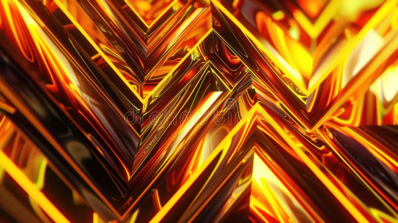 Abstract Image of Shiny, Interwoven Metallic Patterns in Warm Colors ...