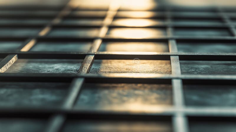 Abstract Image Showcasing a Captivating Black Metal Grid Pattern with ...