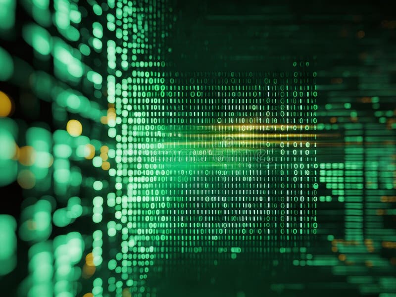 Digital Data Stream. Abstract Binary Code Visualization with Glowing Elements. Stock Image ...