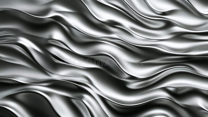 Abstract Silver Metallic Waves Shiny Fluid Background Texture Stock Illustration - Illustration ...