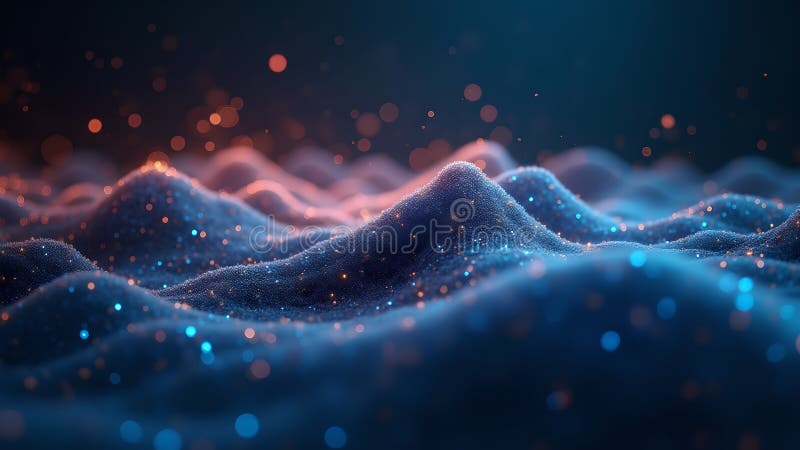 Sparkling Data Landscape of Futuristic Waves Stock Illustration ...