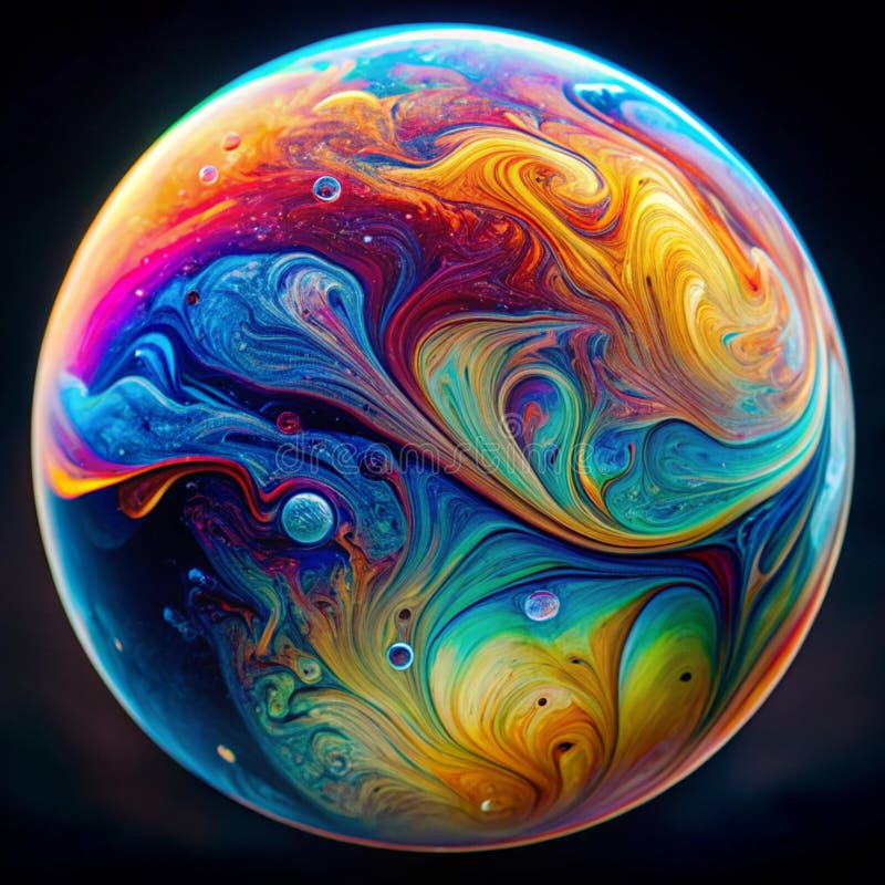 Abstract Image of Swirling Colors and Fluid Patterns of a Soap Bubble Stock Illustration ...