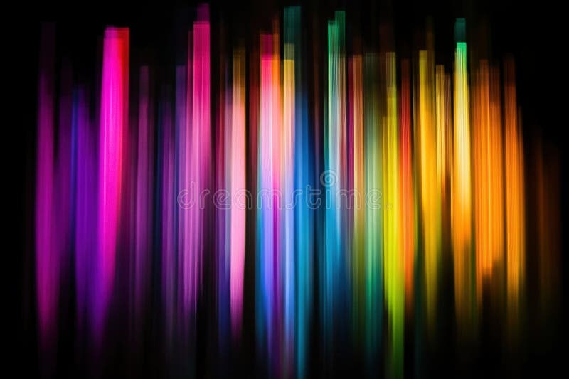 Vibrant Abstract Light Streaks in Rainbow Colors on Black Background ...