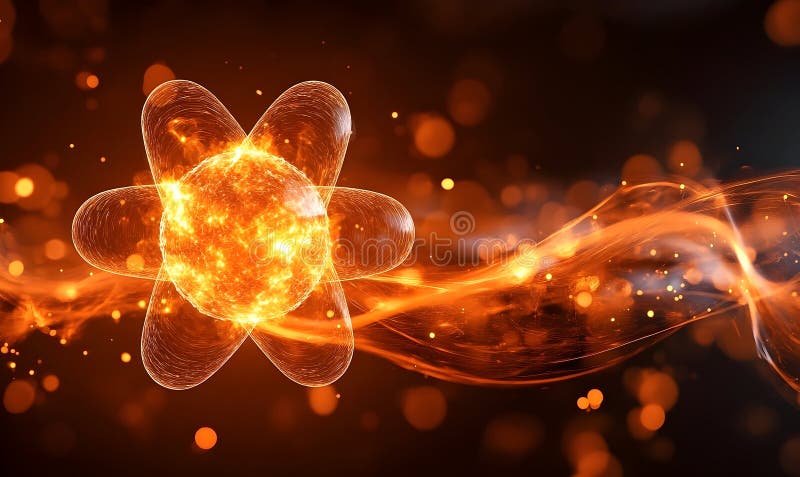 Fiery Atomic Structure stock illustration. Illustration of innovation ...