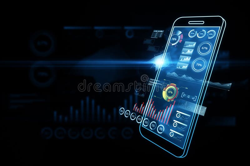 An Abstract Image Showing a Modern Smartphone Projecting a Holographic ...