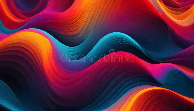 This Abstract Image Shows Colorful Neon Waves Creating a Fluid and ...