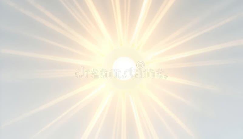 Abstract Image Shows Golden Light with Glare. Sun Rays Burst Outwards ...