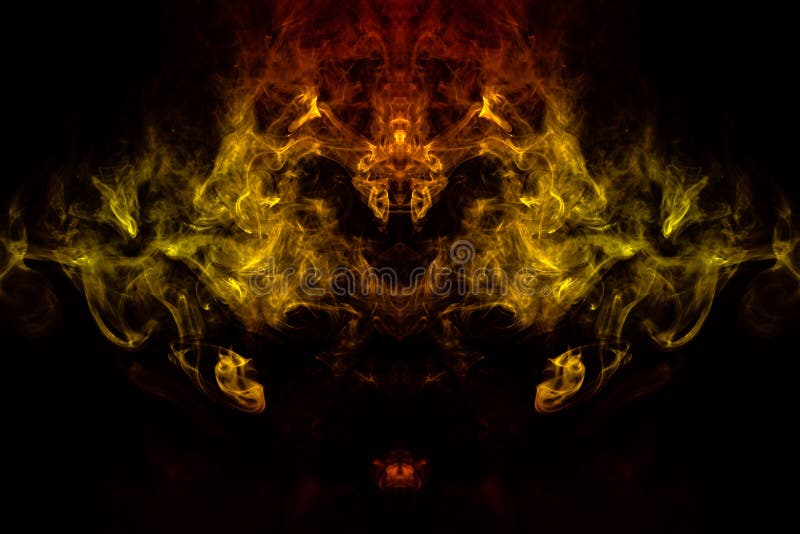 Abstract Image of Smoke of Different Green, Yellow, Orange and Red ...