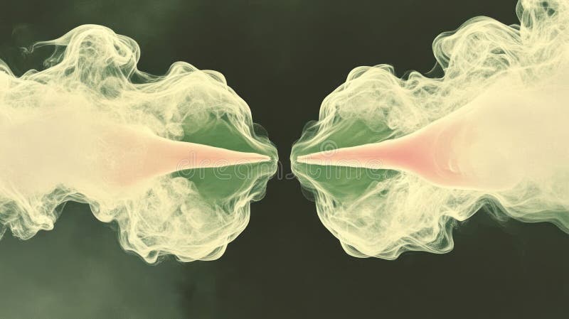 Abstract Image of Smoke Forming Two Conical Shapes, Suggesting Movement ...