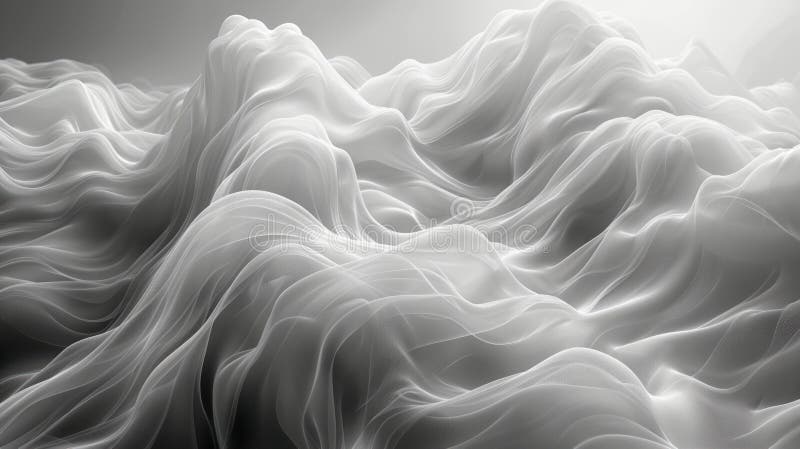 Abstract Image of Smooth, Flowing White Fabric Creating Wave-like ...