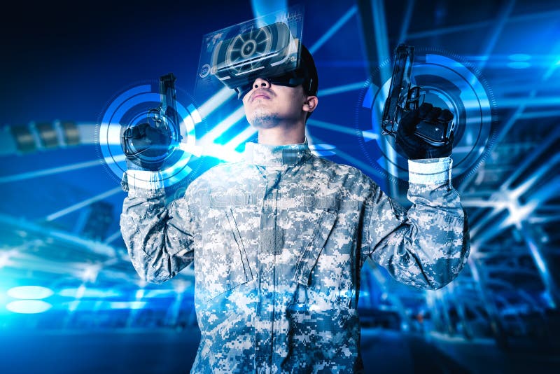 The Abstract Image of the Soldier Use a VR Glasses for Combat ...