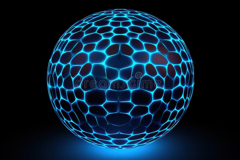 Blue Neon Mesh Sphere on Dark Background. Generative AI Stock ...