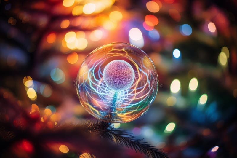 An Abstract Image of a Sphere with Lights in the Background Stock ...