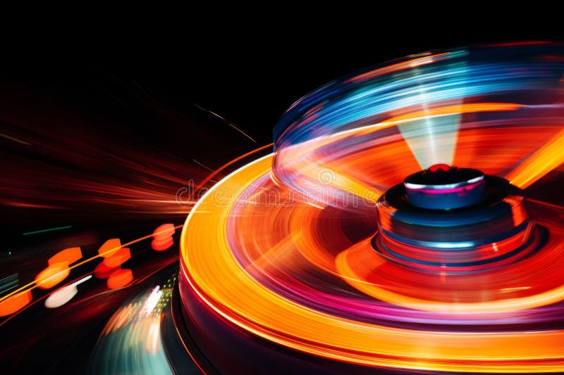 An Abstract Image of a Spinning Carnival Ride with Bright Lights Stock ...