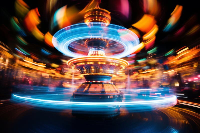 An Abstract Image of a Spinning Carnival Ride with Bright Lights Stock ...