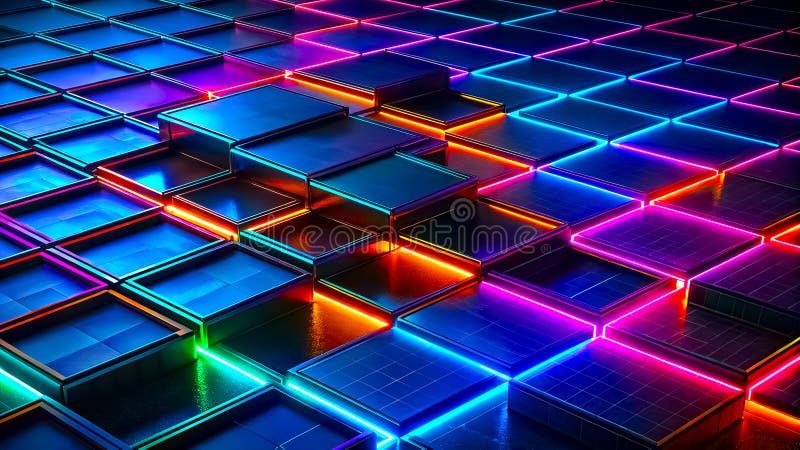 Abstract Image, Square Panels Arranged in a Grid Pattern, Each Panel ...