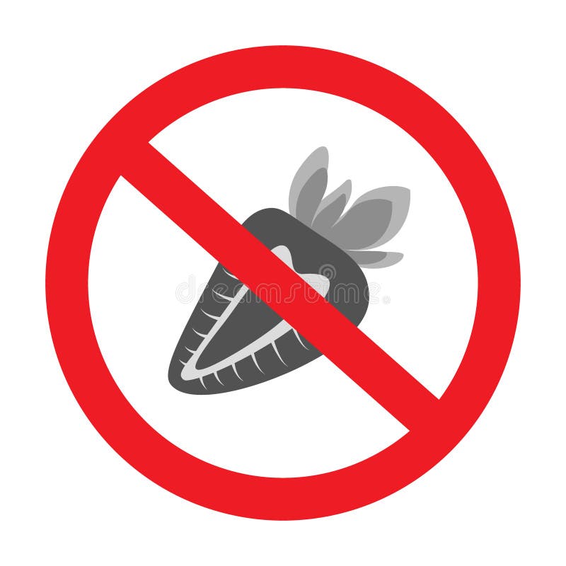 Abstract Image of a Strawberry Under a Ban Sign in Grayscale. Sticker ...
