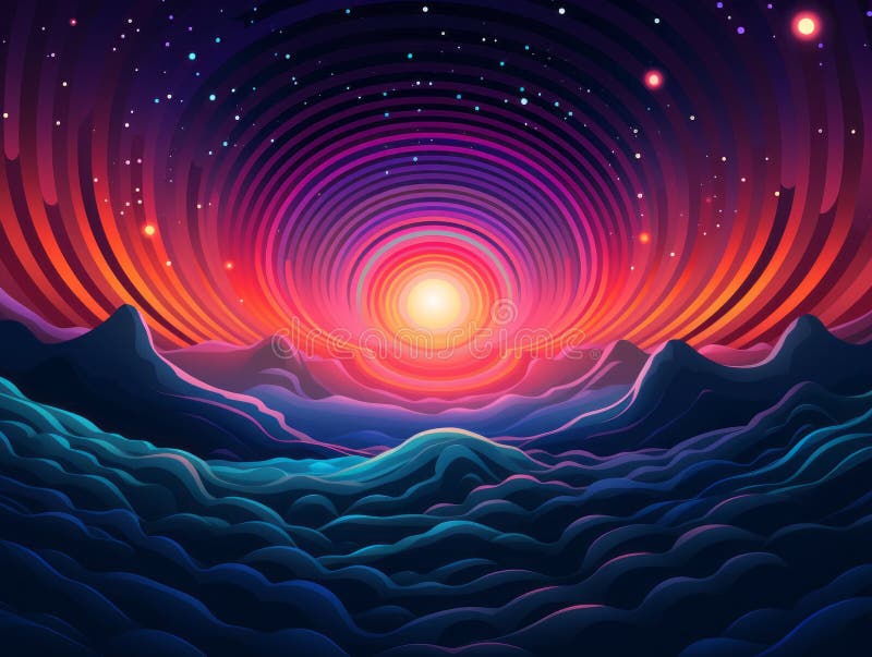 An Abstract Image of the Sun Rising Over a Mountain Range Stock ...