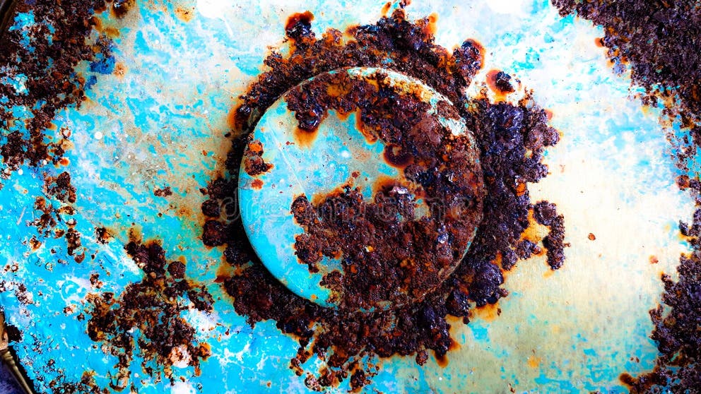 Abstract Image, Surreal Landscape, Mix of Paint and Rust with a Central ...