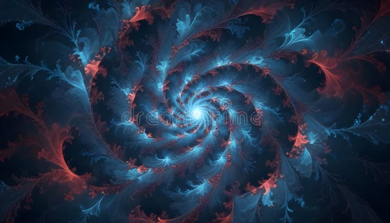 Abstract Image of a Swirling, Blue and Red Vortex with Intricate ...