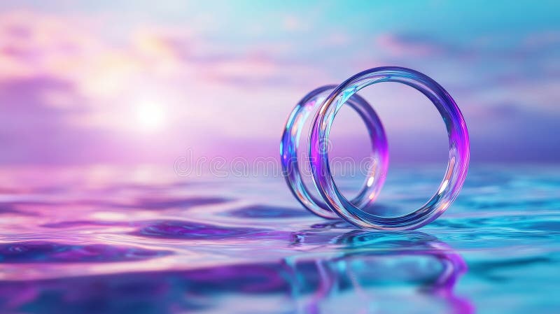 Serene Rings on Calm Water at Sunset Abstract Image Symbolizing Peace ...