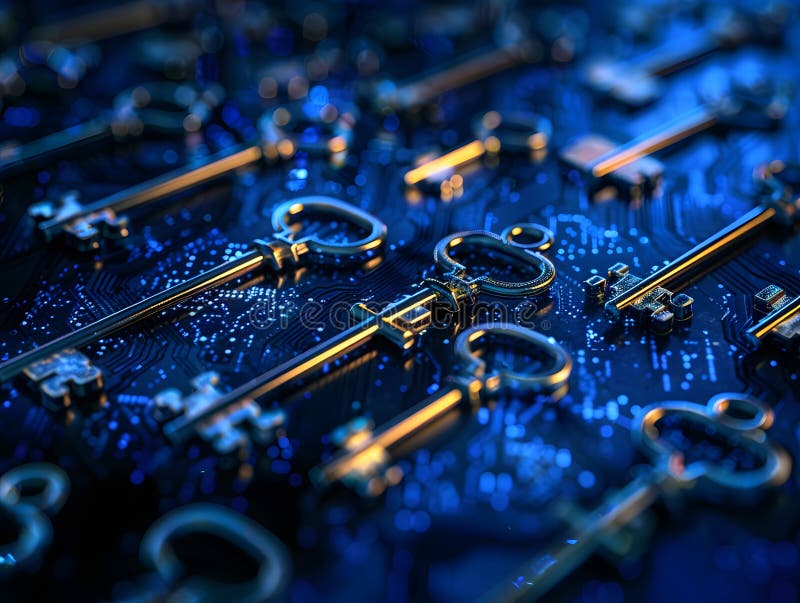 Encryption Symphony Abstract Background with Unique Key Elements and ...