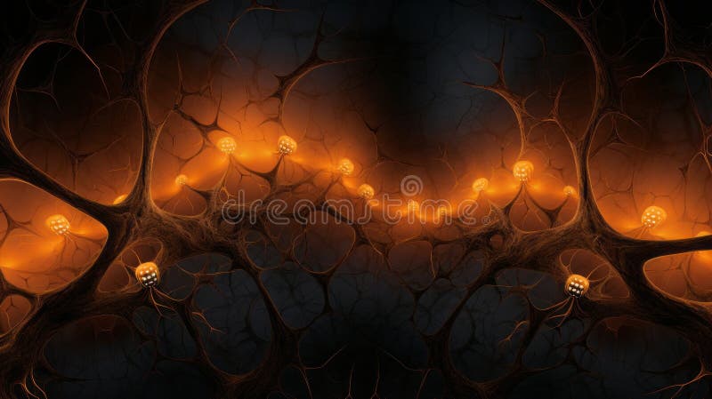 An Abstract Image of a Tree with Glowing Orange Lights Stock ...