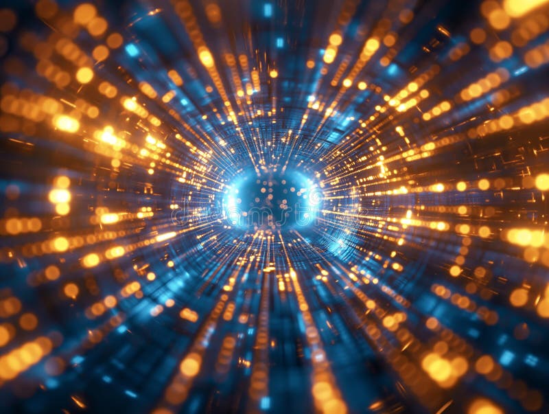 Futuristic Light Installation with Circular Patterns Stock Image ...