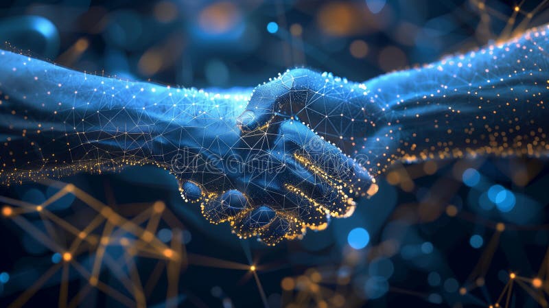 Abstract Image of Two Hands Engaging in a Handshake, Composed of a ...